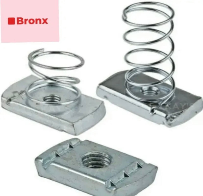 M6 M8 M10 M12 CHANNEL NUTS PLAIN NO SPRING SHORT & LONG SPRING BZP UNI ...